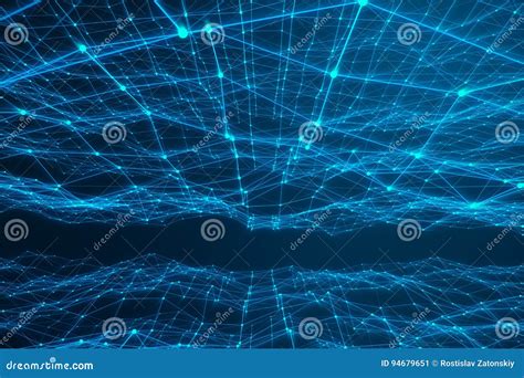 Technological Connection Futuristic Shape Blue Dot Network Abstract Background Blue