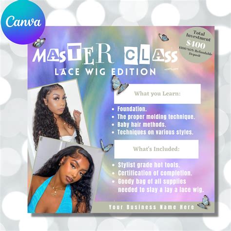 Master Class Flyer Template Lace Wig Class Diy Flyer Lace Wig