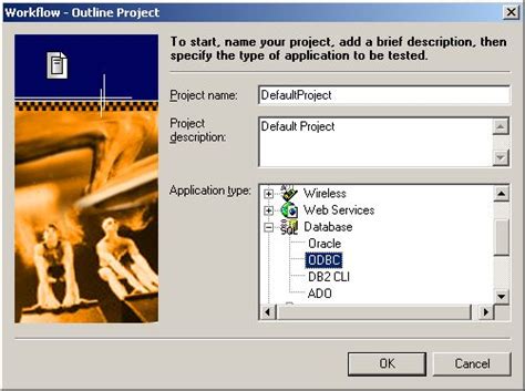 what project application type do i select if i am testing a siebel 6