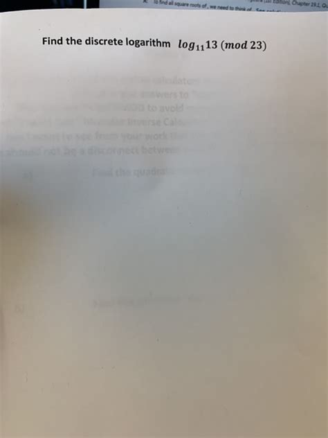 Solved Chapter 191 Gu Find The Discrete Logarithm Log1113