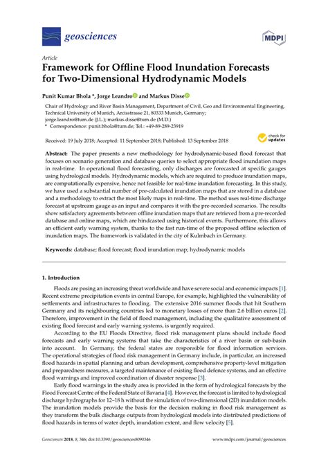 Pdf Framework For Offline Flood Inundation Forecasts For Two Dimensional Hydrodynamic Models