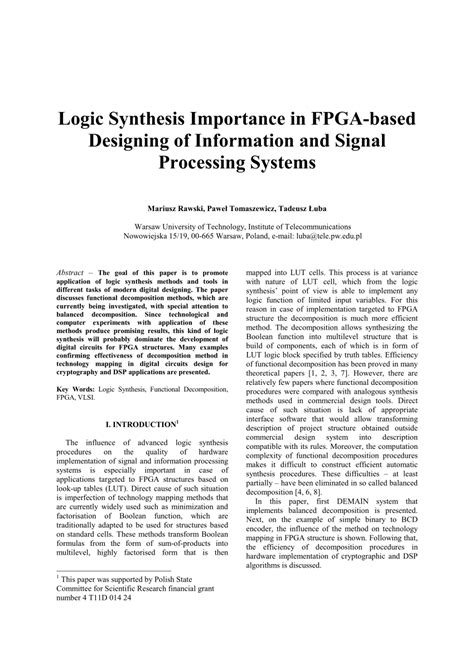 pdf logic synthesis importance in fpga based designing of image and