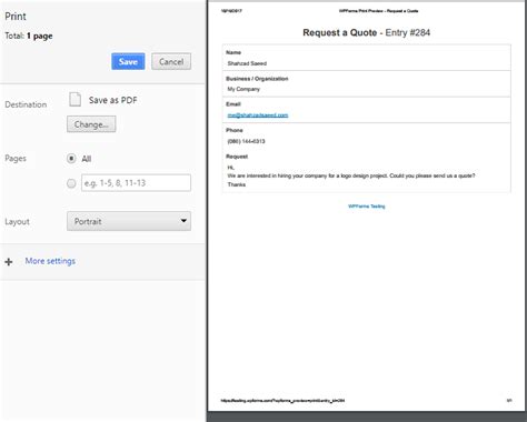 How To Print Your Wordpress Form Submissions To Pdf