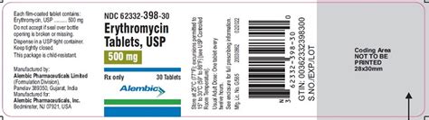 Erythromycin Tablets Package Insert