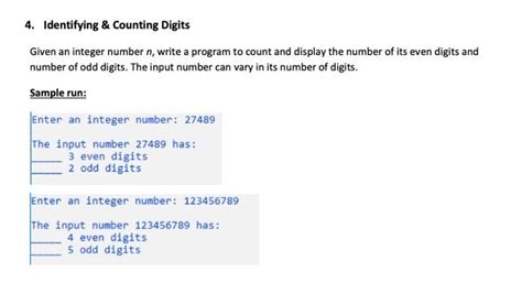 Solved 4 Identifying And Counting Digits Given An Integer