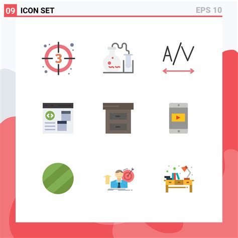 User Interface Pack Of 9 Basic Flat Colors Of Business Development Science Develop Browser