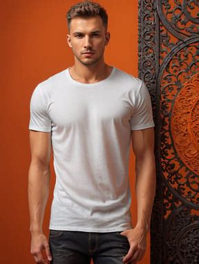 Premium Free Ai Images Young Male In Plain White Casual Tshirt On