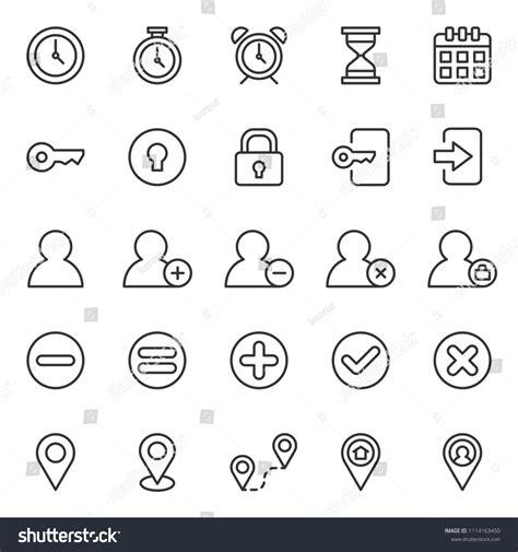 Set Basic Uiux Icons Simple Line Stock Vector Royalty Free 1114163450