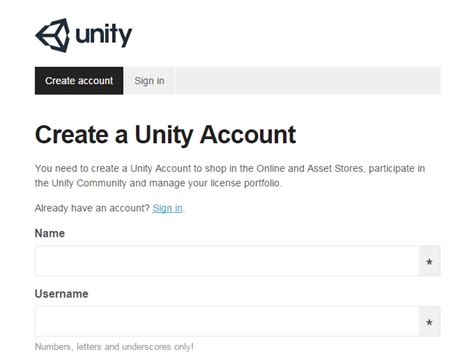 Unity Accountの登録 Freelyapps