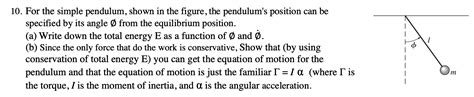 Solved For The Simple Pendulum Shown In The Figure The Chegg