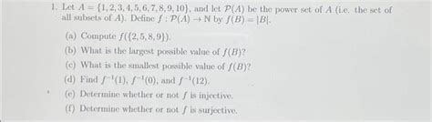 solved 1 let a {1 2 3 4 5 6 7 8 9 10 and let