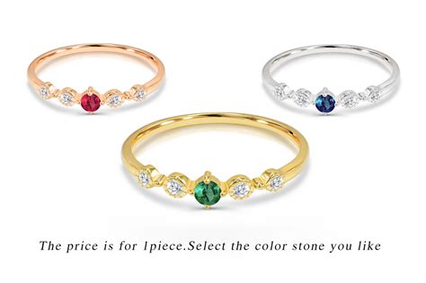 Customizable 0 21 Ct Ruby Emerald And Sapphire Ring In 14k Gold For