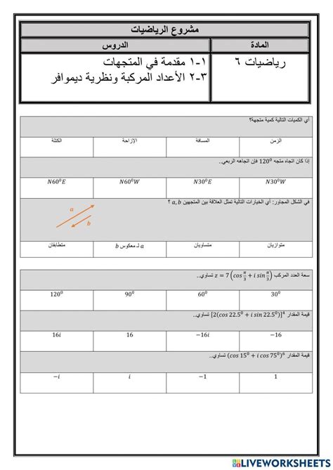 5372533 مشروع رياضيات 6 Wala Atef Liveworksheets