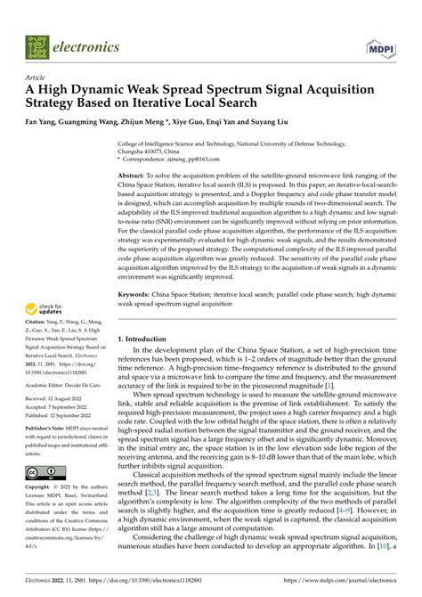 Pdf A High Dynamic Weak Spread Spectrum Signal Acquisition Strategy