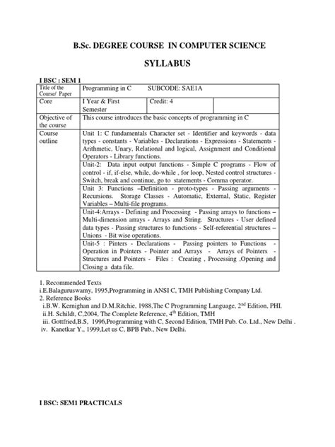 Bsc Degree Course In Computer Science Syllabus Pdf Computer Network Java Script
