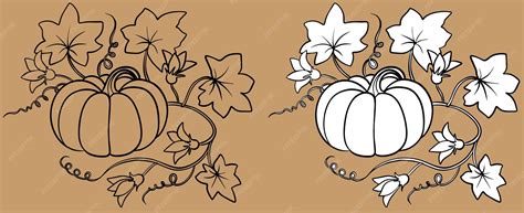 Premium Vector Pumpkin With Beautiful Leaves Vector Drawing Made By