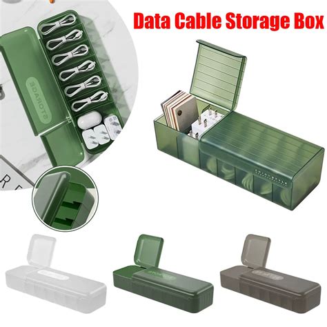 7 Compartments Reusable Data Cable Storage Case Desk Charger Cord Storage Box Organizer Shopee