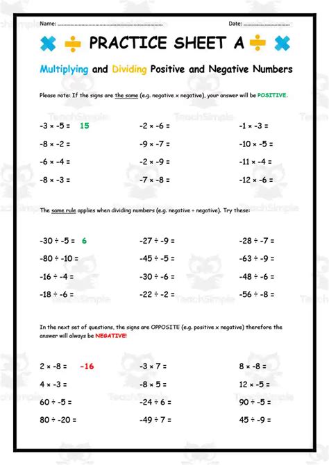 Free Multiplying And Dividing Positive And Negative Numbers Worksheet Download Free Multiplying