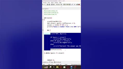 Number Guessing Game C Programming Youtube