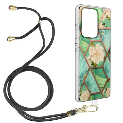 Etui Do Samsunga Galaxy S Ultra Geometryczny Design Ze Zdejmowanym Przewodem Niebieskie