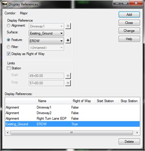 Inroads Tip Display References In Roadway Designer Envisioncad