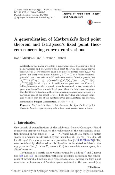 A Generalization Of Matkowskis Fixed Point Theorem And Istrăţescus Fixed Point Theorem