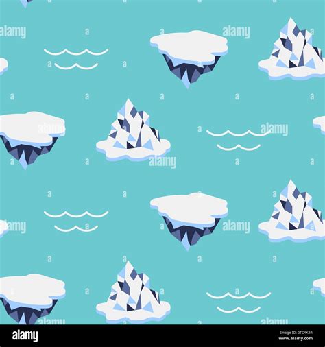 Iceberg Cartoon Style Ice Seamless Pattern Repeating Background Design