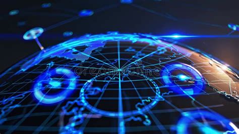 Digital Globe With Futuristic Grid Overlays Data Points Visualizing Global Technology