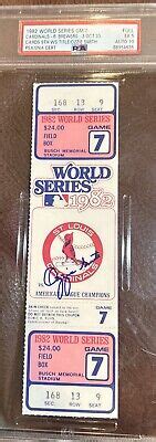 Psa 5 10 Auto Ozzie Smith Signed 1982 World Series Gm 7 Full Ticket