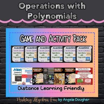Algebra Operations With Polynomials Game Activity Pack BUNDLE TPT