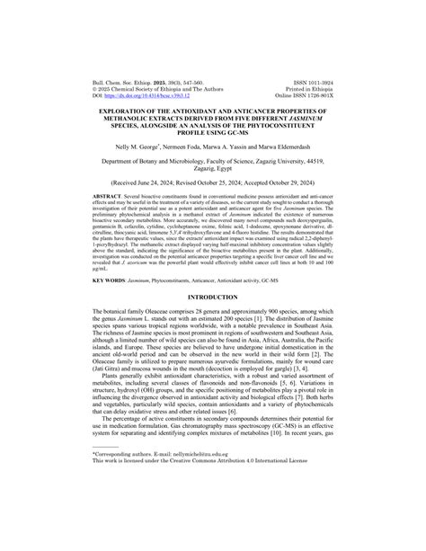 Pdf Exploration Of The Antioxidant And Anticancer Properties Of Methanolic Extracts Derived