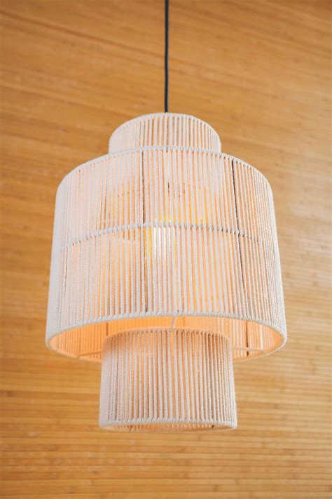 Macrame Lamp Shade Boho Lighting Modern Ceiling Light Etsy