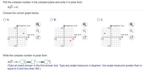 solved plot the complex number in the complex plane and