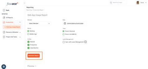 how to generate web and app usage report