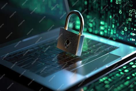 Premium Photo Data Security Concept Laptop With Lock Symbol Generative Ai