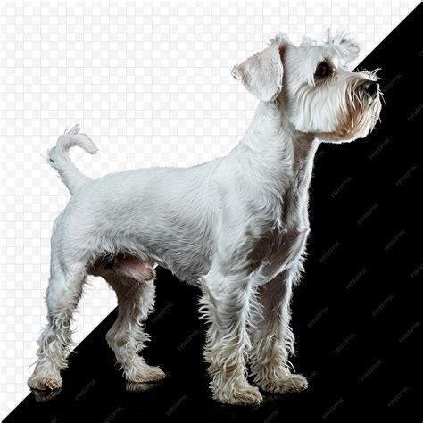 Premium Psd White Miniature Schnauzer Standing Pose Side Portrait On