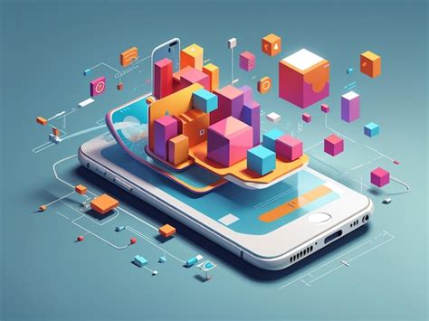 Premium Ai Image Immersive 3d Mobile Application Development Concept