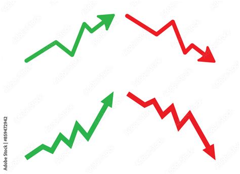 Graph Going Up And Down Sign With Green And Red Arrows Vector Set Flat Design Vector Set Of A