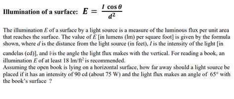 Solved Illumination Of A Surface Ed2icosθ The Illumination