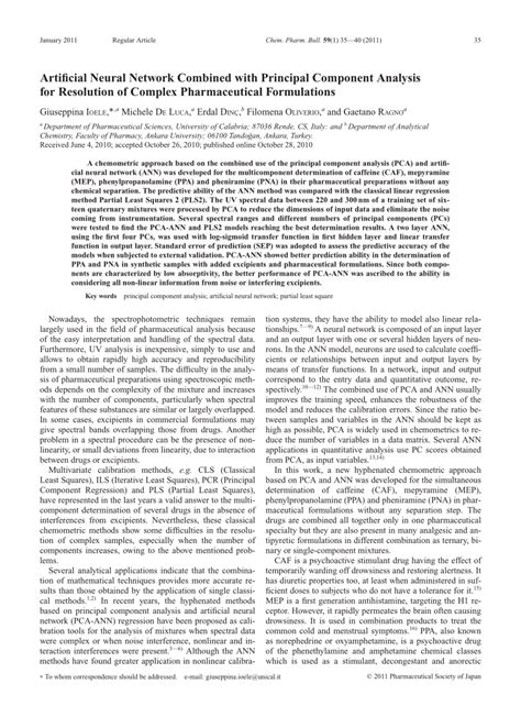 Pdf Artificial Neural Network Combined With Principal Component Analysis For Resolution Of