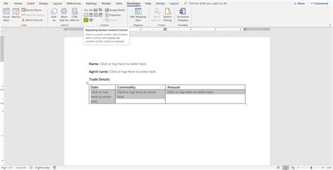 how to populate a word template with repeating content control