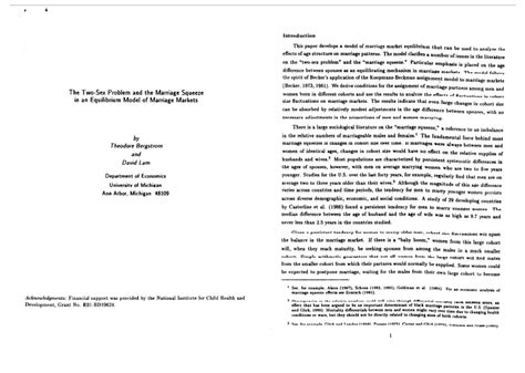 Pdf The Two Sex Problem And The Marriage Squeeze In An Equilibrium