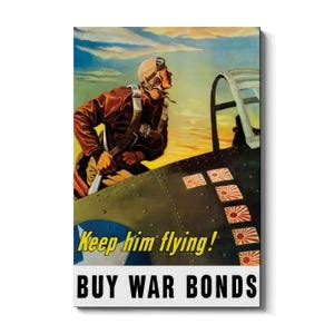 Vintage Wwii Poster Of A Fighter Pilot Climbing Into His Airplane