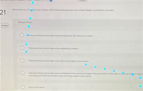 Solved What Does The Fre Exercise Clause Of The First