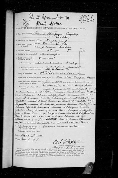 Death Notice Germina Philippina Grobler