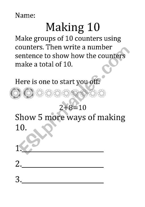Making 10 Worksheets Writing Practice Worksheet