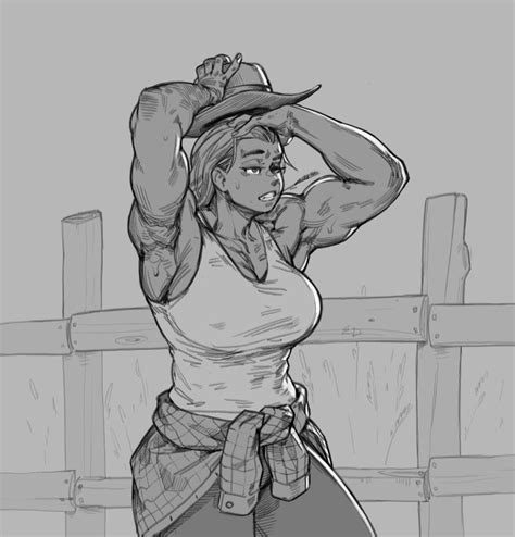Rule 34 1girls Armpits Biceps Big Breasts Country Girl Cowboy Hat Eddrawsstuff Greyscale Large