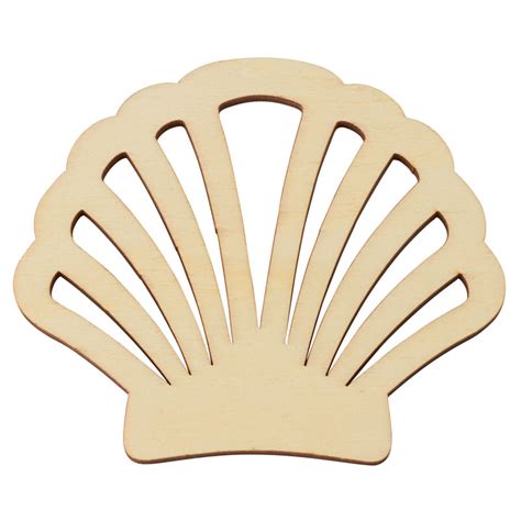 Unfinished Wood Seashell Scallop Cutout All Wood Cutouts Wood