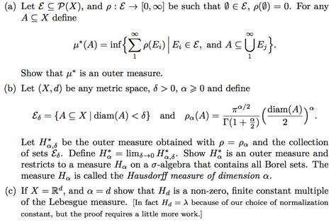 Real Analysis Hausdorff Outer Measure On Mathbf{r} N Is A Measure
