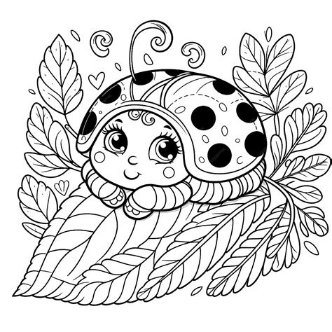 Premium Photo Cute Ladybug Coloring Page Generative Ai
